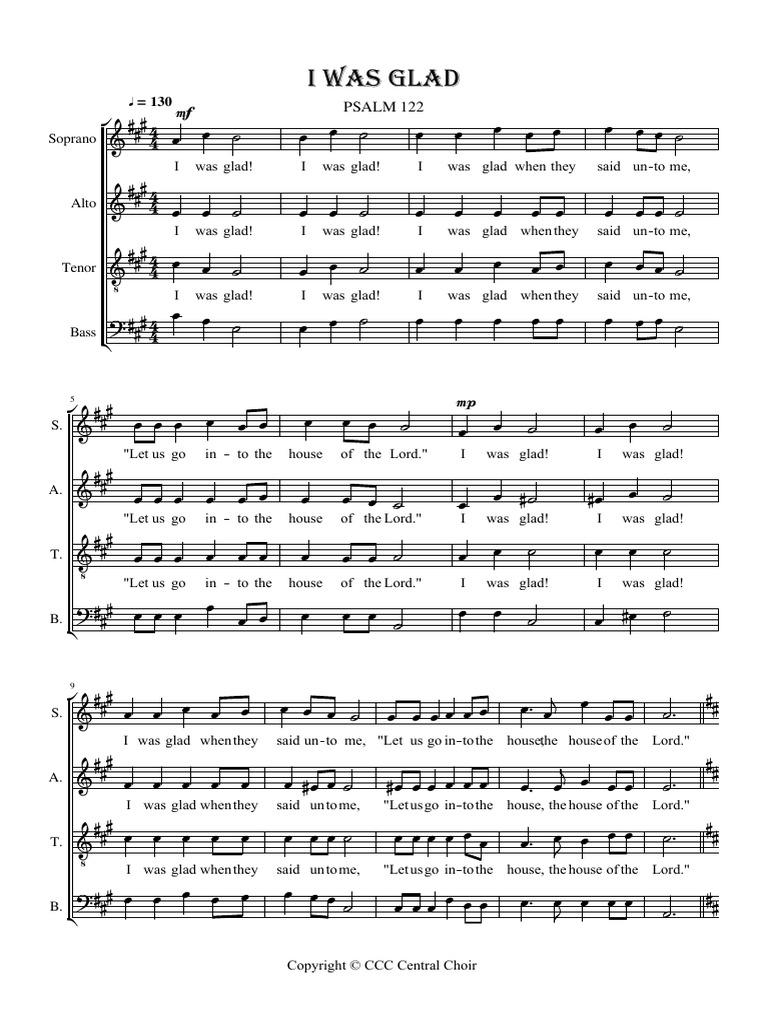 I Was Glad | PDF | Elements Of Music | Pitch (Music)