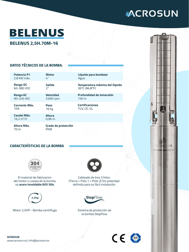 Acrosun Belenus 25H.70m-16 | PDF | Cantidades fisicas