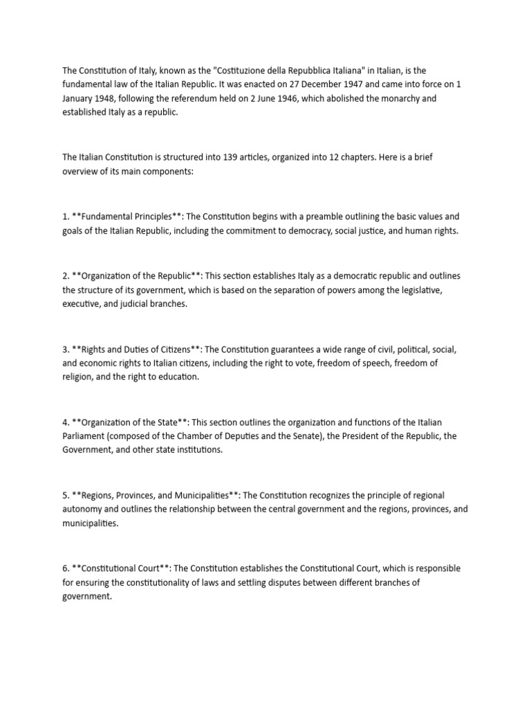 Constitution of Italy | PDF | Constitution | Statutory Law