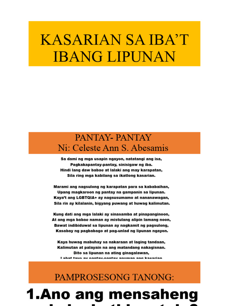 Aralin 1 Kasarian Sa Ibat Ibang Lipunan | PDF