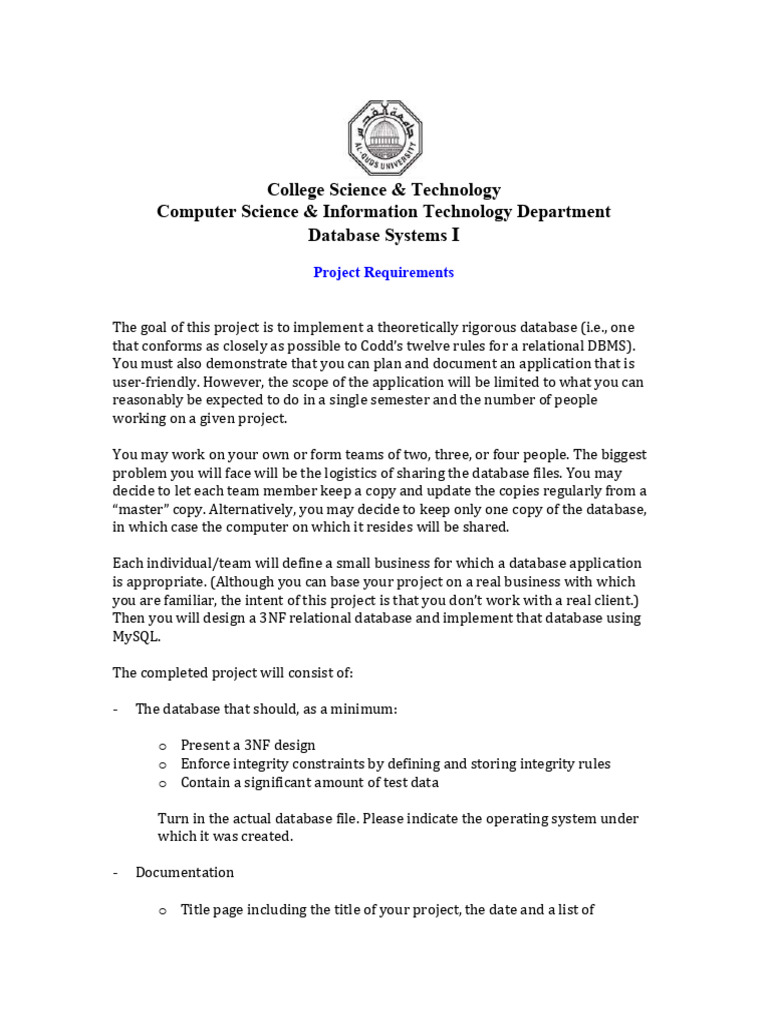 Project | PDF | Databases | Relational Database Project | PDF | Databases | Relational Database