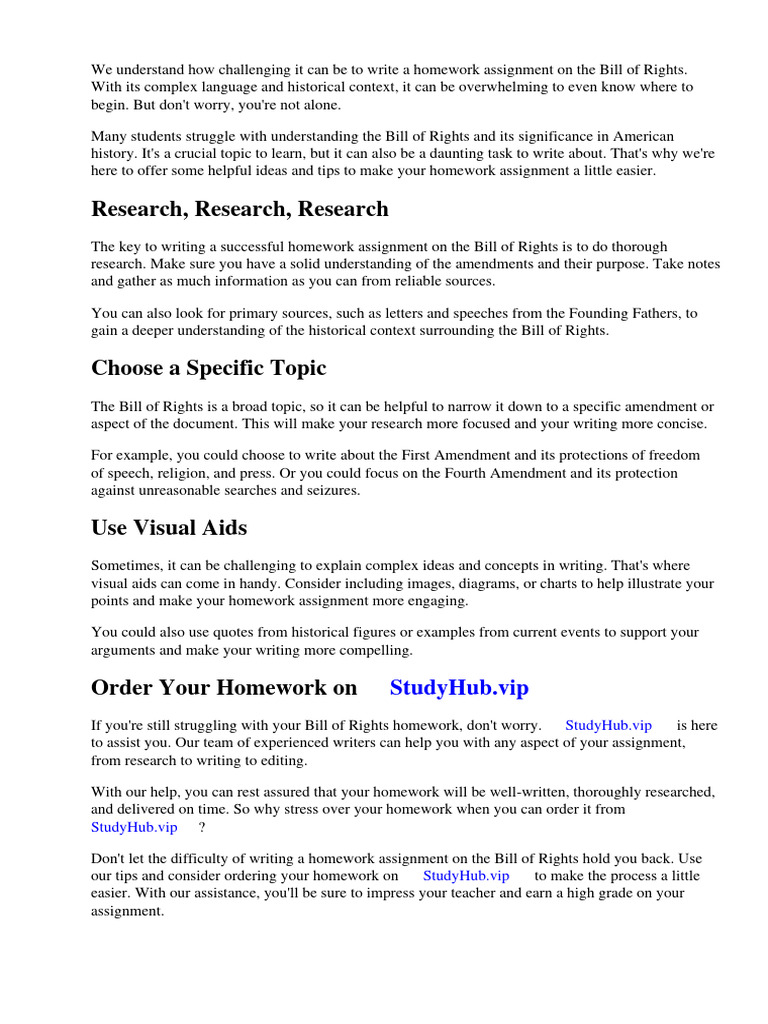 Bill of Rights Homework Ideas | PDF | United States Bill Of Rights ...