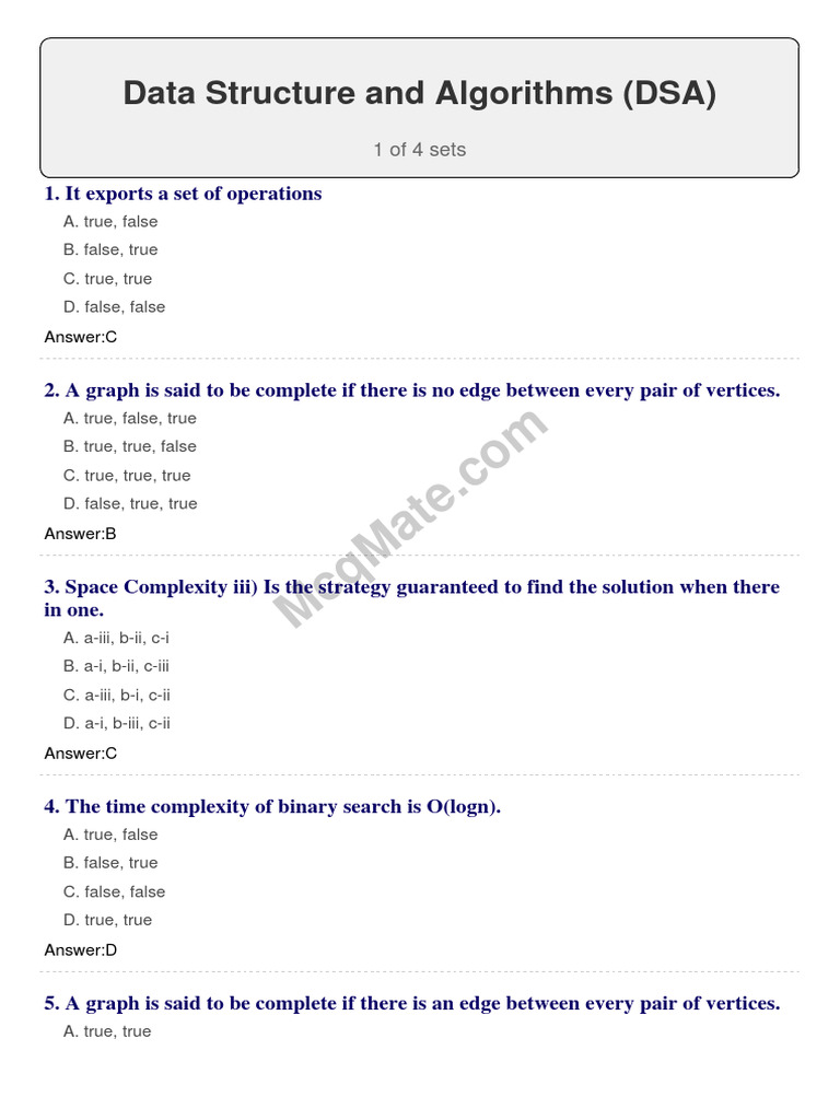 Data Structure And Algorithms Set 1 Pdf String Computer Science 5068