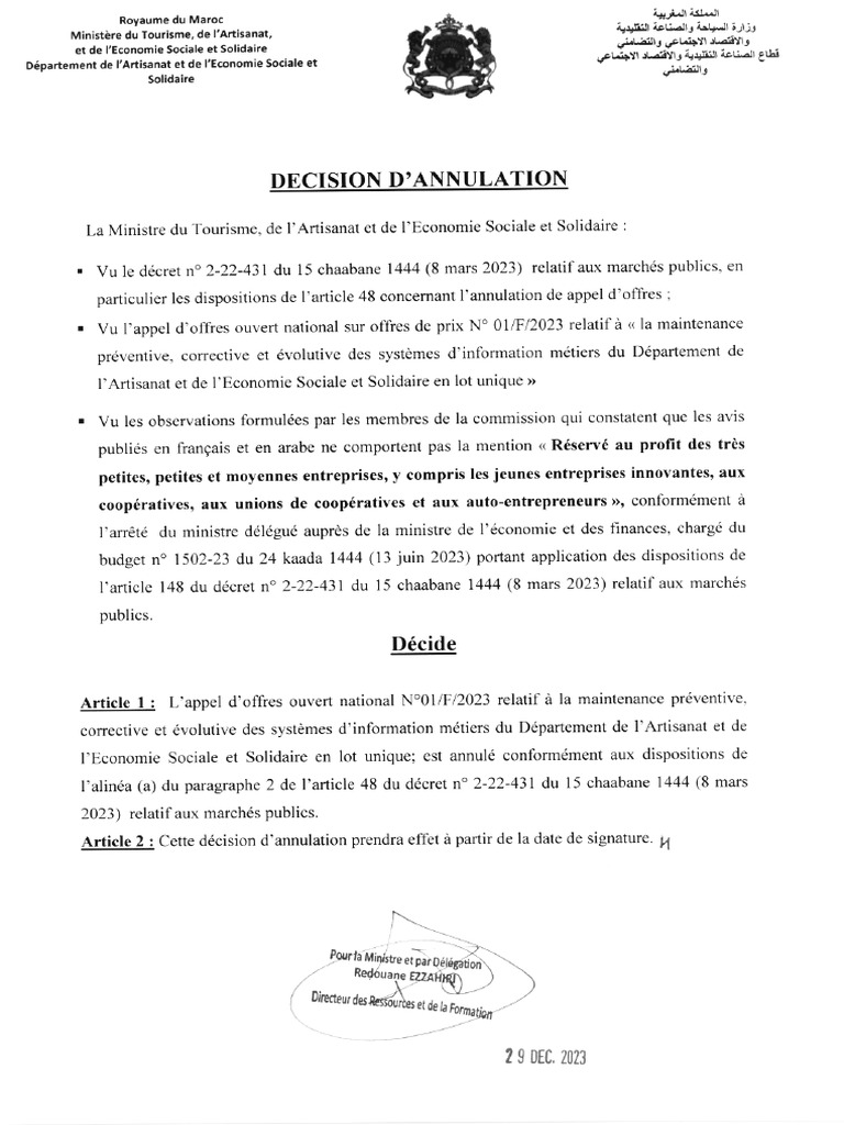 Decision Annulation 1 F 2023 | PDF