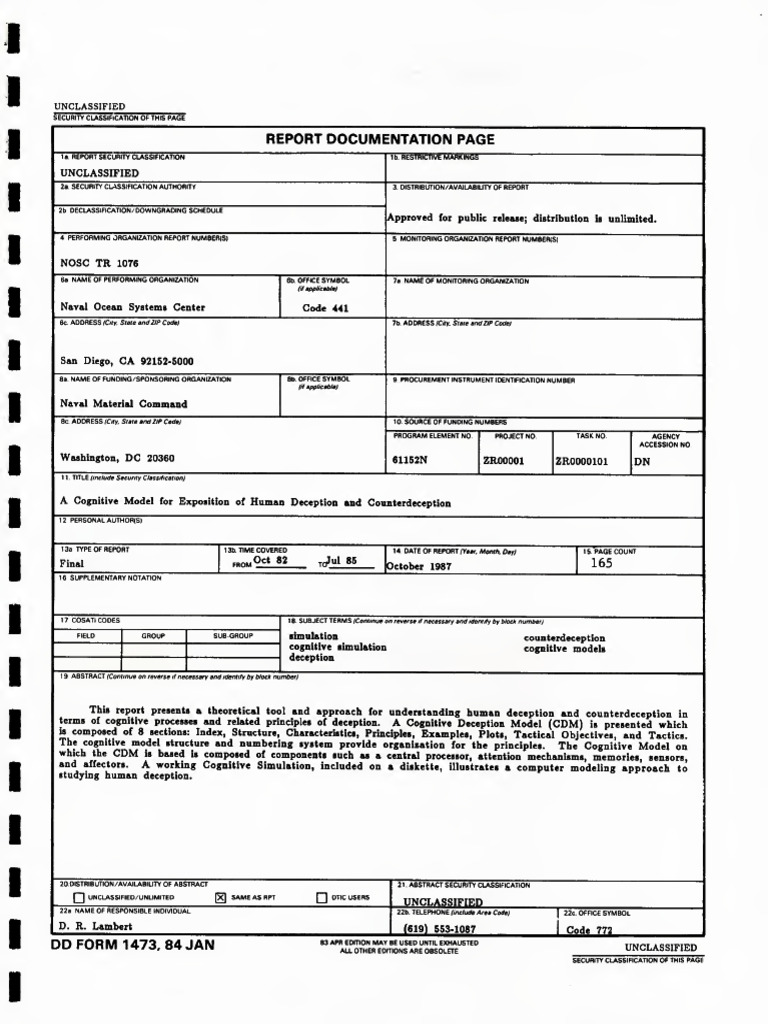 A Cognitive Model For Exposition of Human Deception and ...