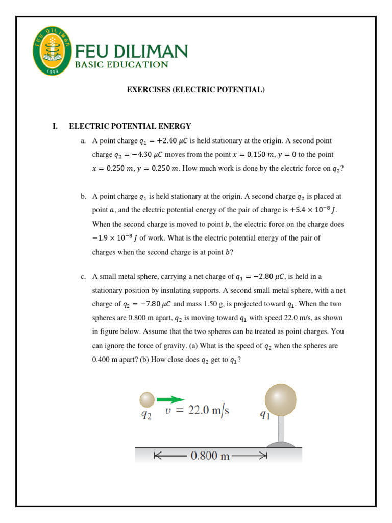 Sample Exercises - Electric Potential | PDF | Force | Potential Energy