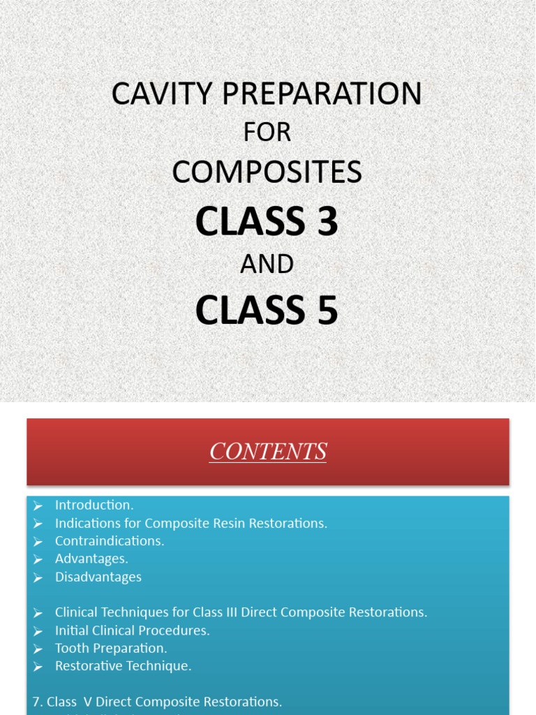 Class 3 and 5 Composite Cavity Prep Guide | PDF | Dental Composite ...