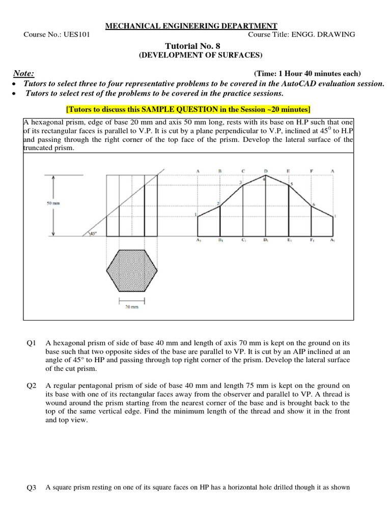 Tutorial 8-Development of Surfaces - Updated | Download Free PDF | Geometric Shapes | Euclidean ...