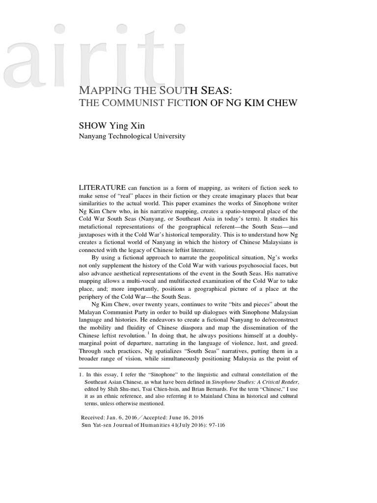 MAPPING THE SOUTH SEAS THE COMMUNIST FICTION OF NG KIM CHEW | PDF