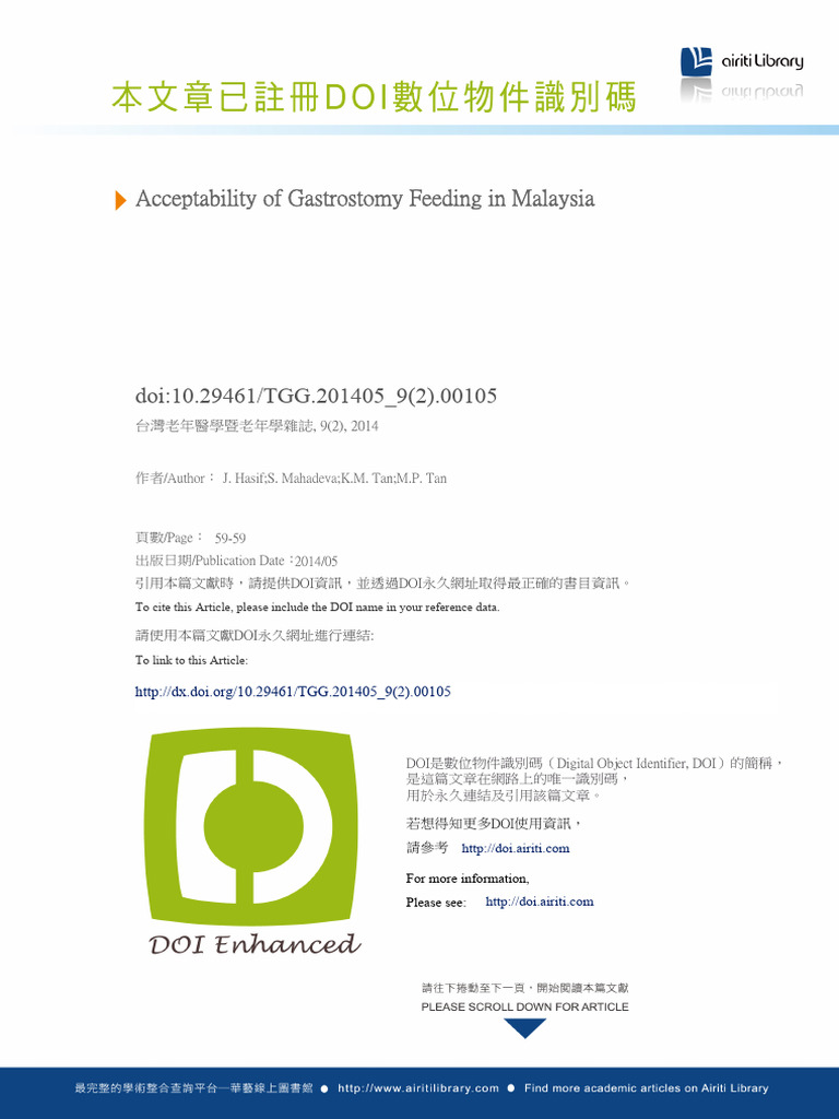 Acceptability of Gastrostomy Feeding in Malaysia | PDF | Patient | Risk