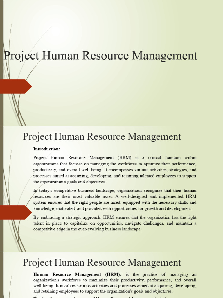 Project Human Resource Management | PDF | Human Resource Management ...