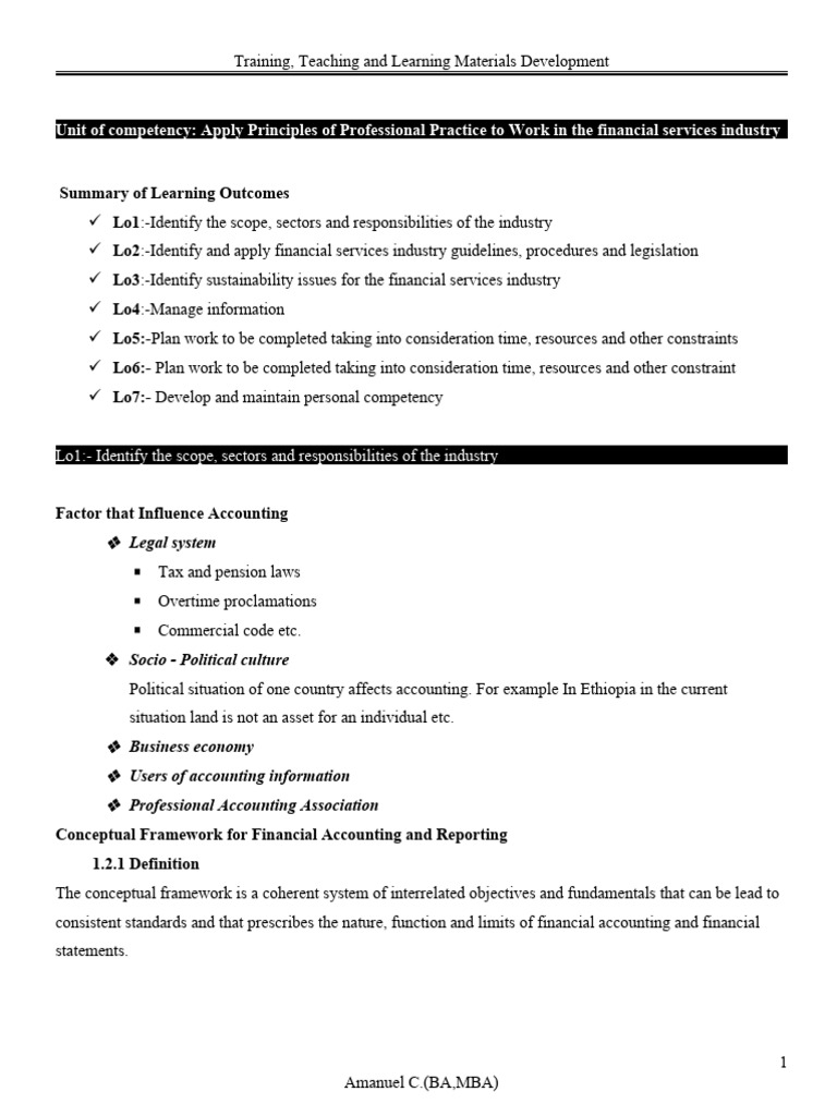 Apply Principles of Professional Practice To Work in The Financial ...