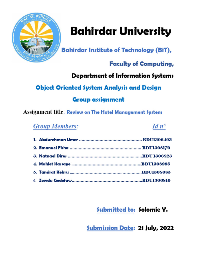 OOSAD Hotel Management System | PDF | Operating System | Password