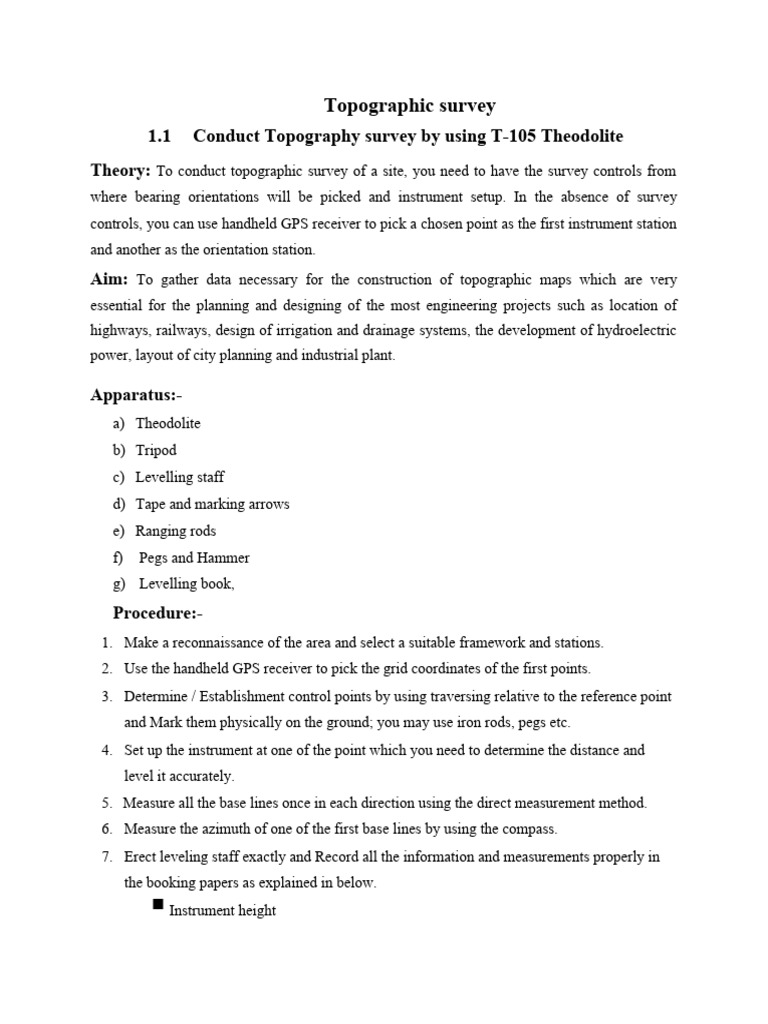 Topographic Survey - Manual | PDF | Surveying | Topography