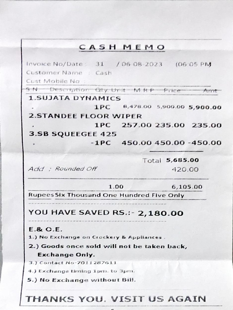 Sujata Mixer Invoice | PDF