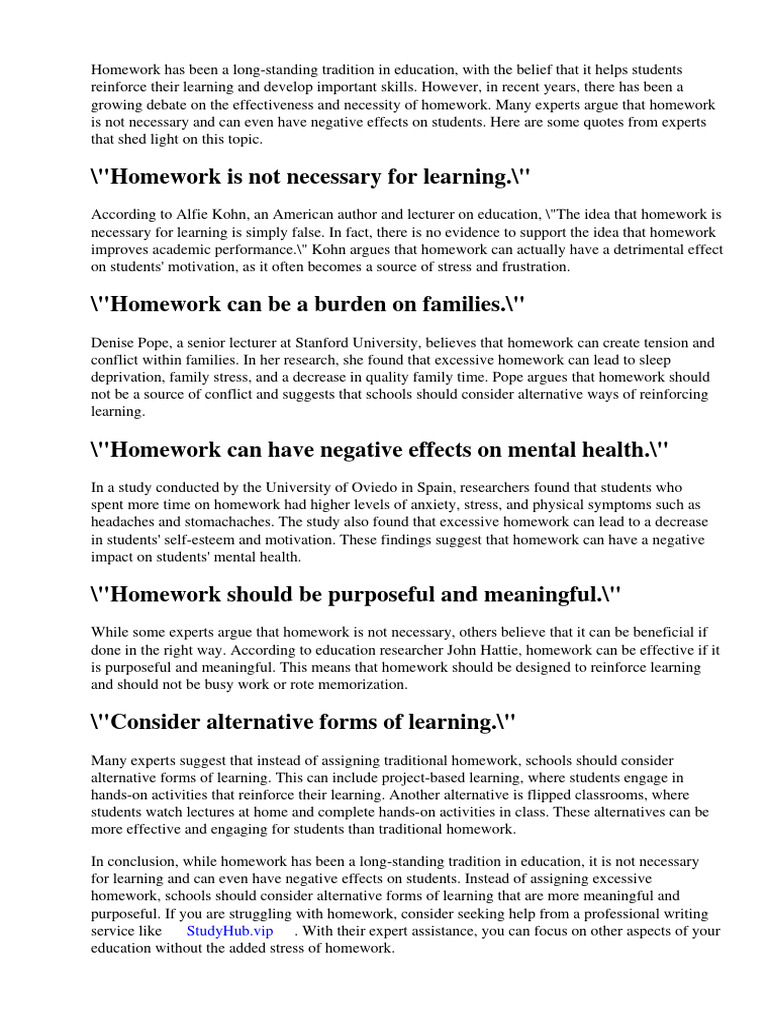 Homework Is Not Necessary Quotes | PDF | Homework | Learning
