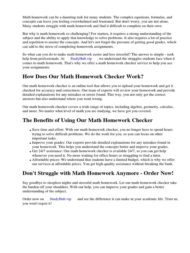 Math Homework Checker | PDF | Homework | Mathematics