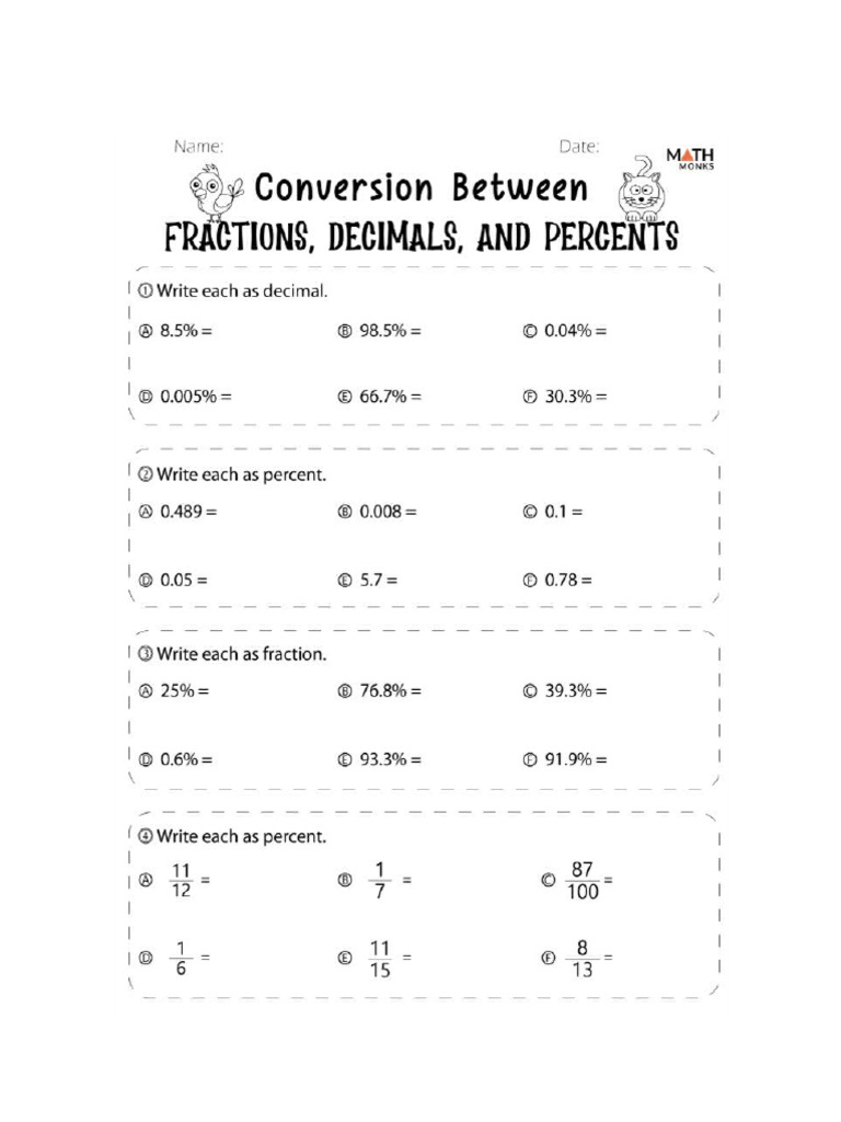 Converting Fractions Decimals Percent | PDF