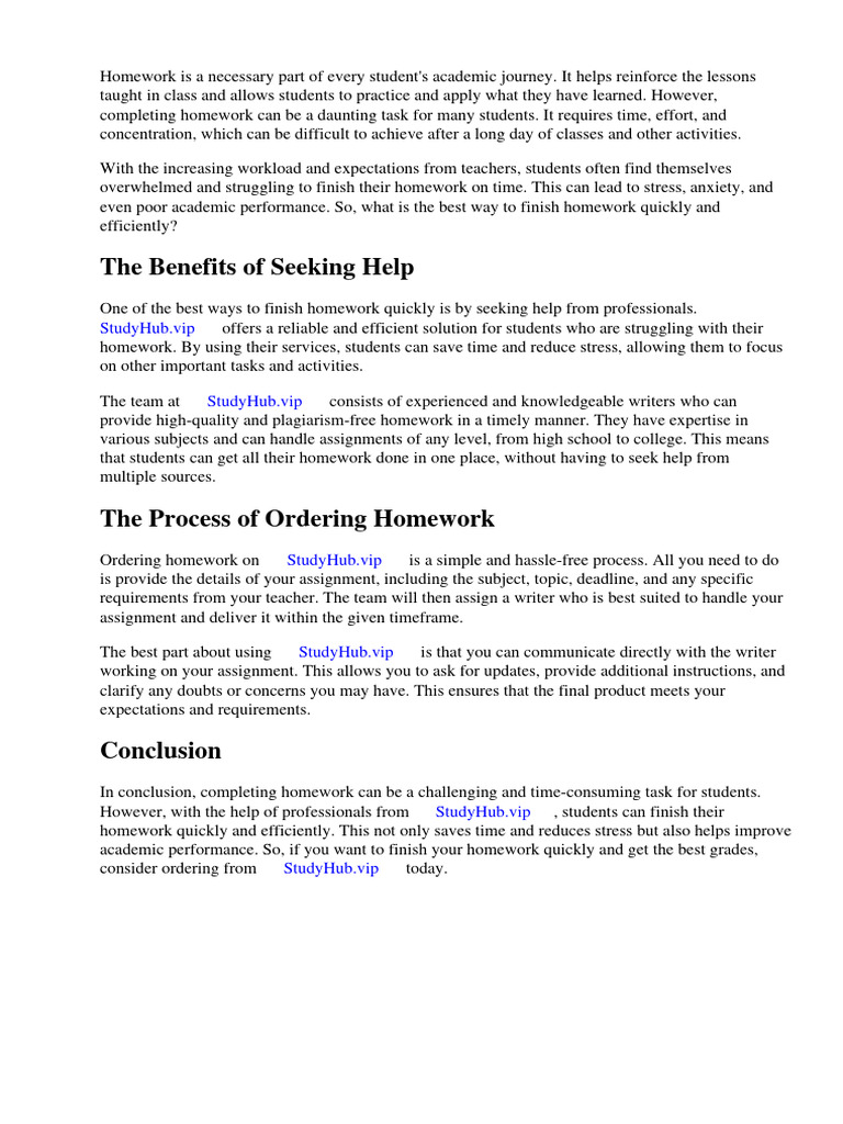 Best Way To Finish Homework Quickly | PDF | Homework | Carpentry