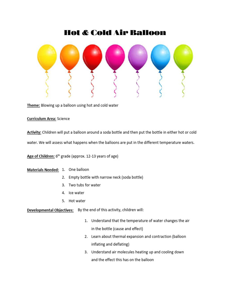 6 Hot and Cold Air Balloon | PDF