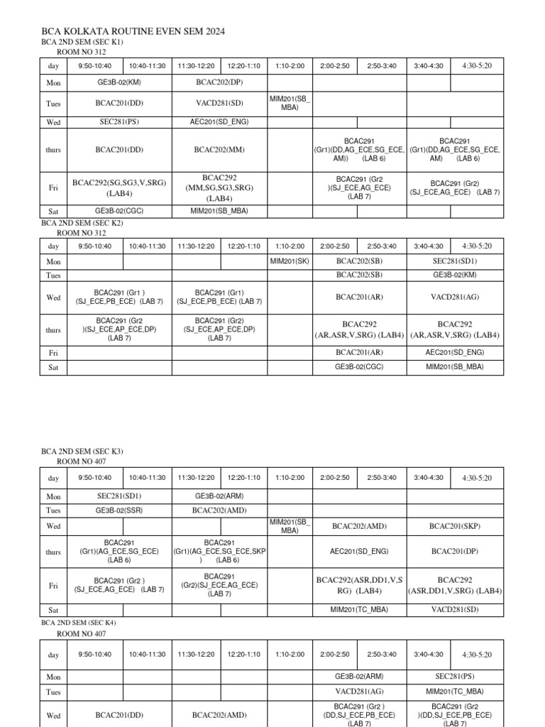 BCA 2nd Semester Routine 2024 | PDF