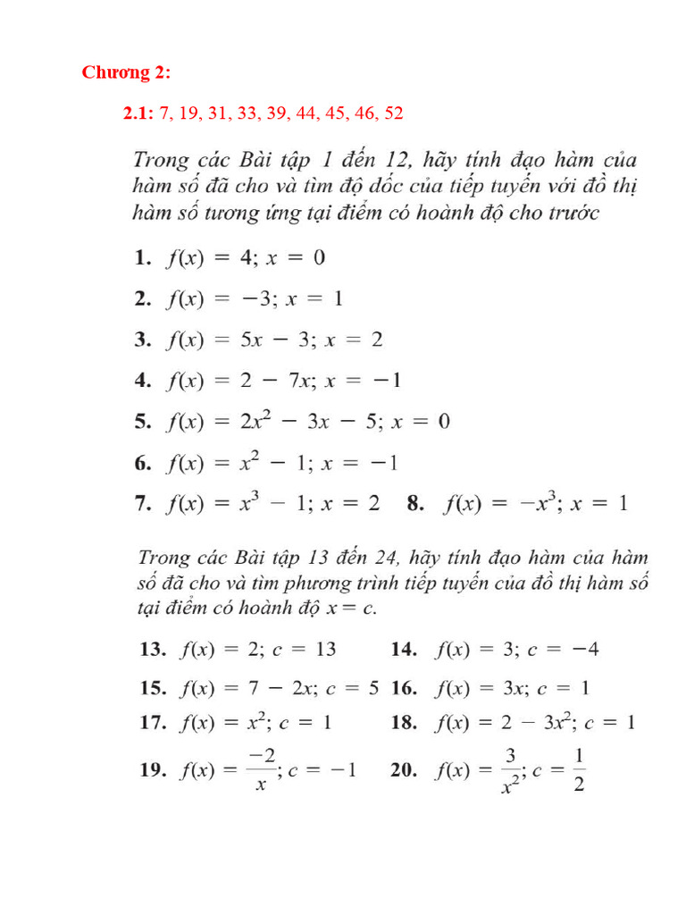 BT Chương 2 Sách Giari Tích | PDF