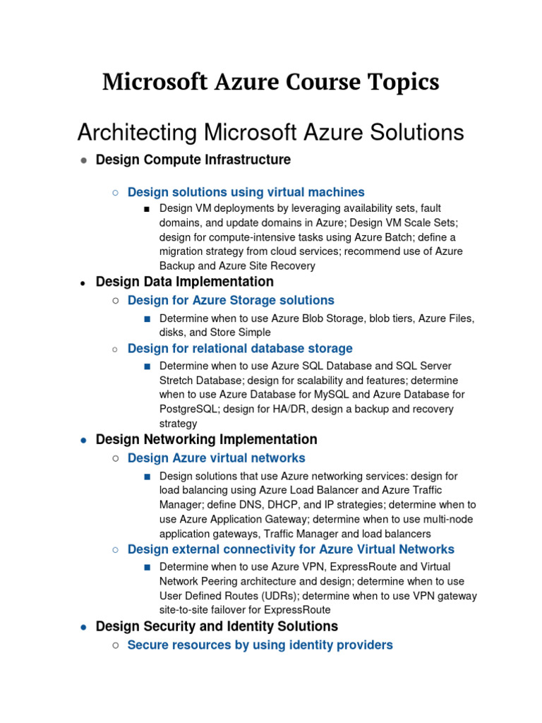 Microsoft Azure Course Syllabus | PDF | Microsoft Azure | Databases
