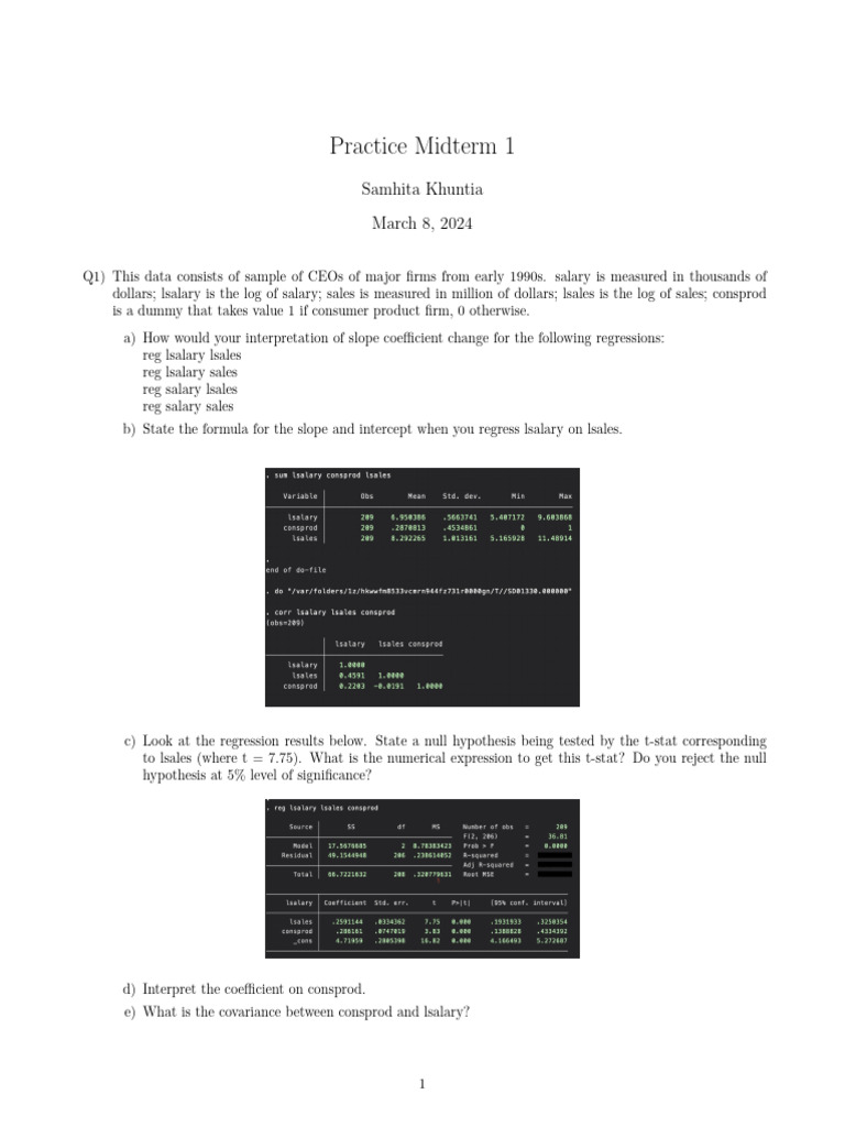 Practice Midterm 1 | PDF | Finance & Money Management | Computers