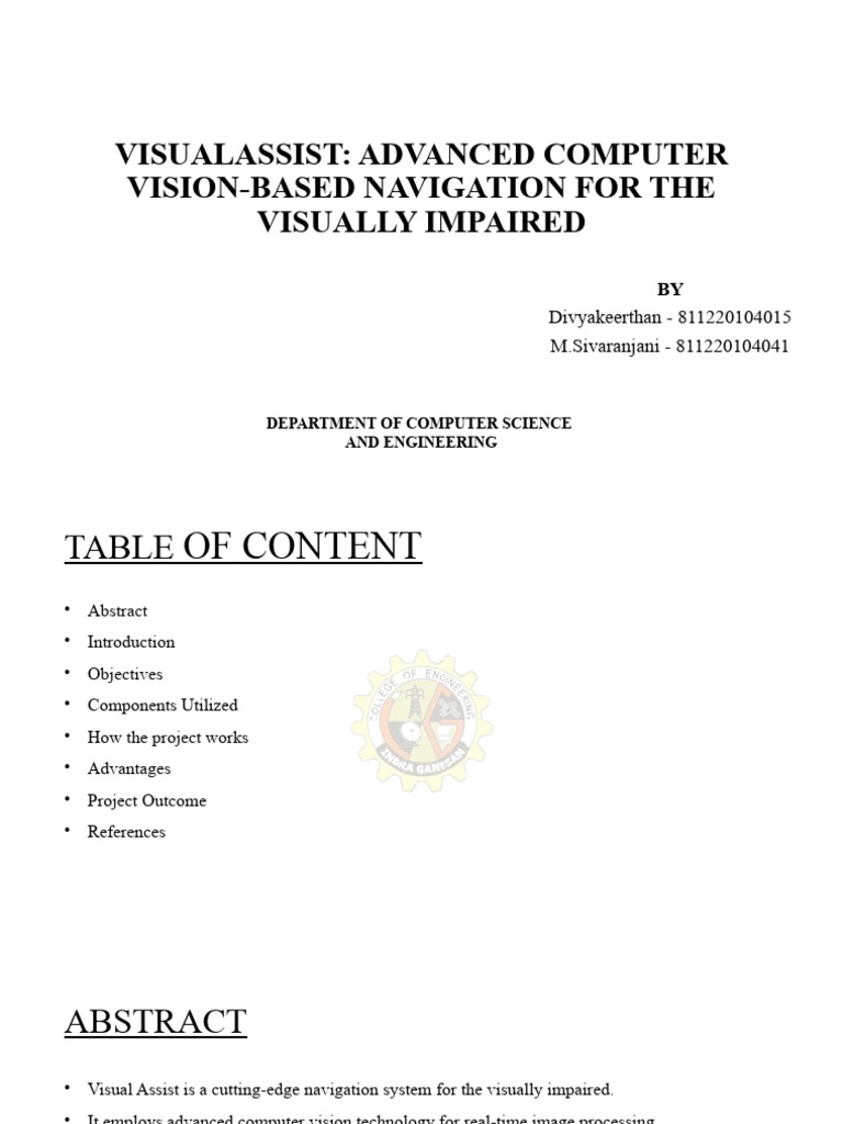 Visual Assist | PDF | Usability | Computer Vision