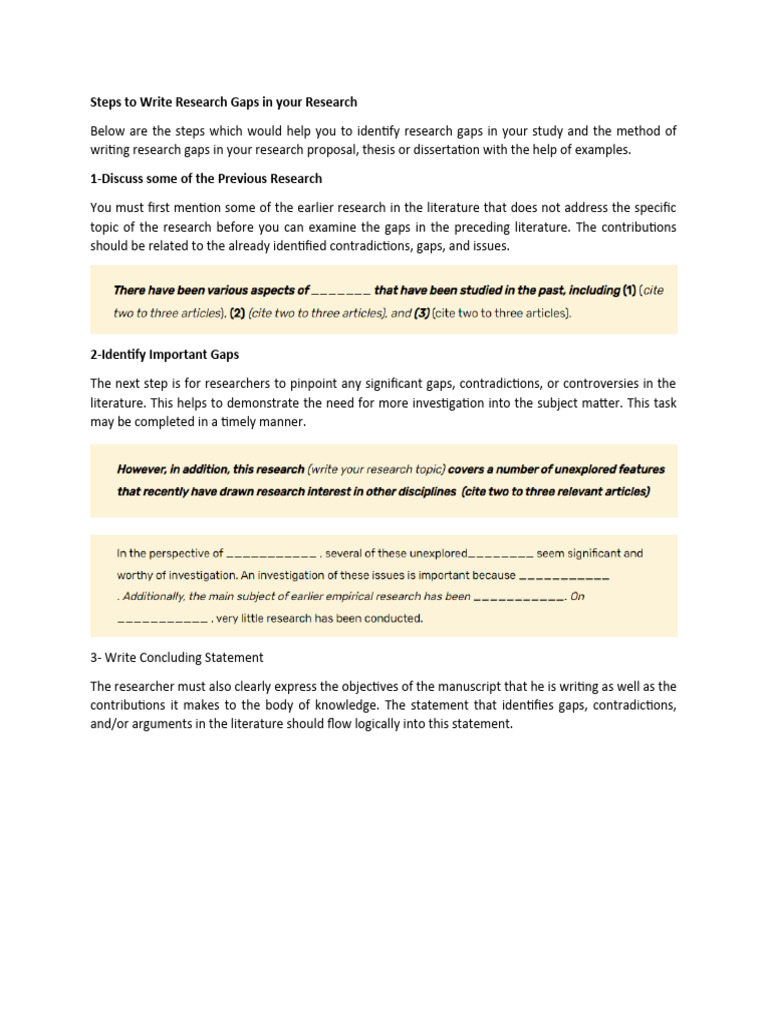 Steps To Write Research Gaps in Your Research | PDF