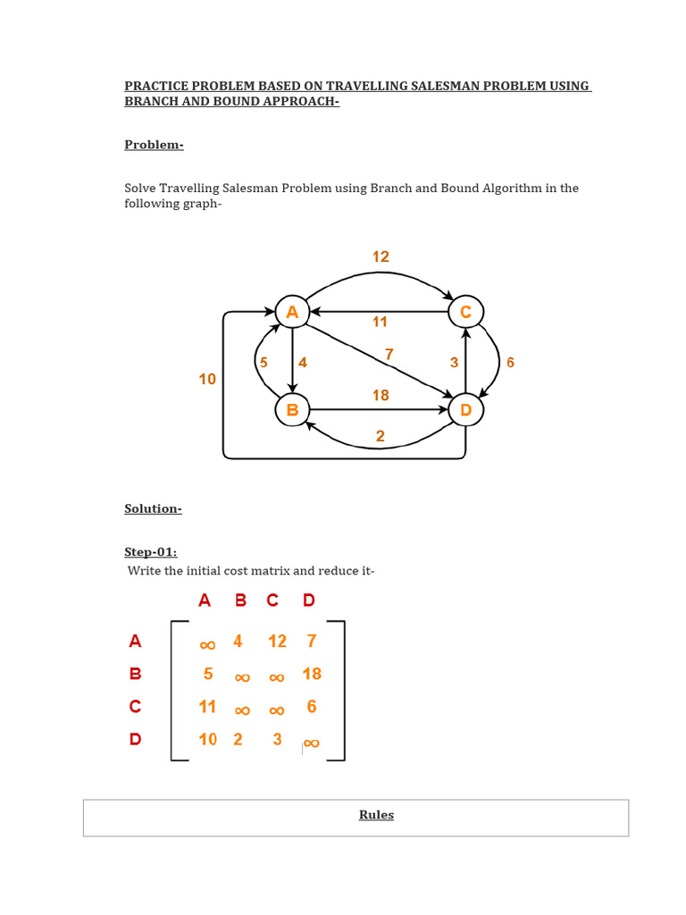 Practice Problem Based On Travelling Salesman Problem Using Branch and Bound Approach | PDF ...