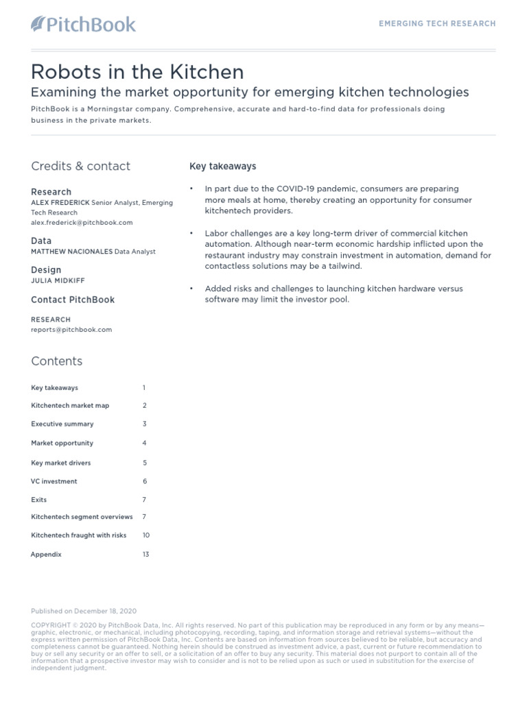 PitchBook Analyst Note Robots in The Kitchen | PDF | Automation | Home ...