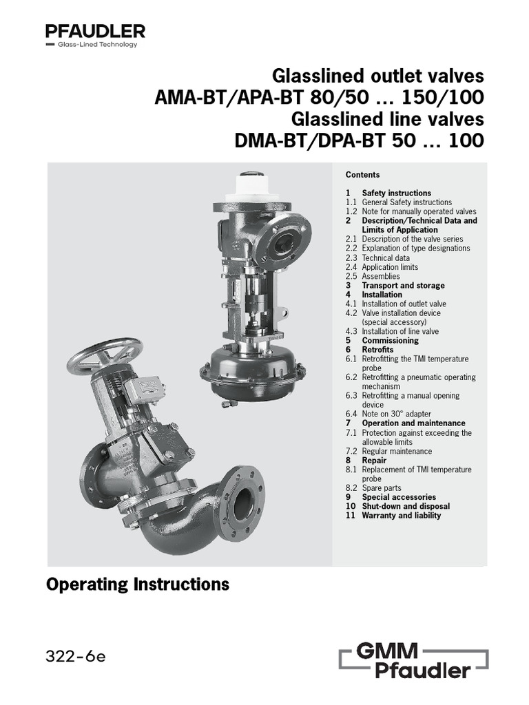 BA322e Glasslined Outlet Valves AMA-BT-APA-BT 80-50-150-100 | PDF ...