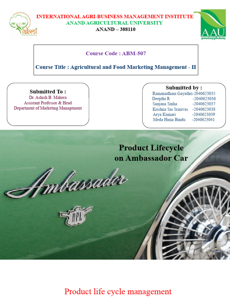 Product Life Cycle On Ambassador Car | PDF | Private Transport | Car