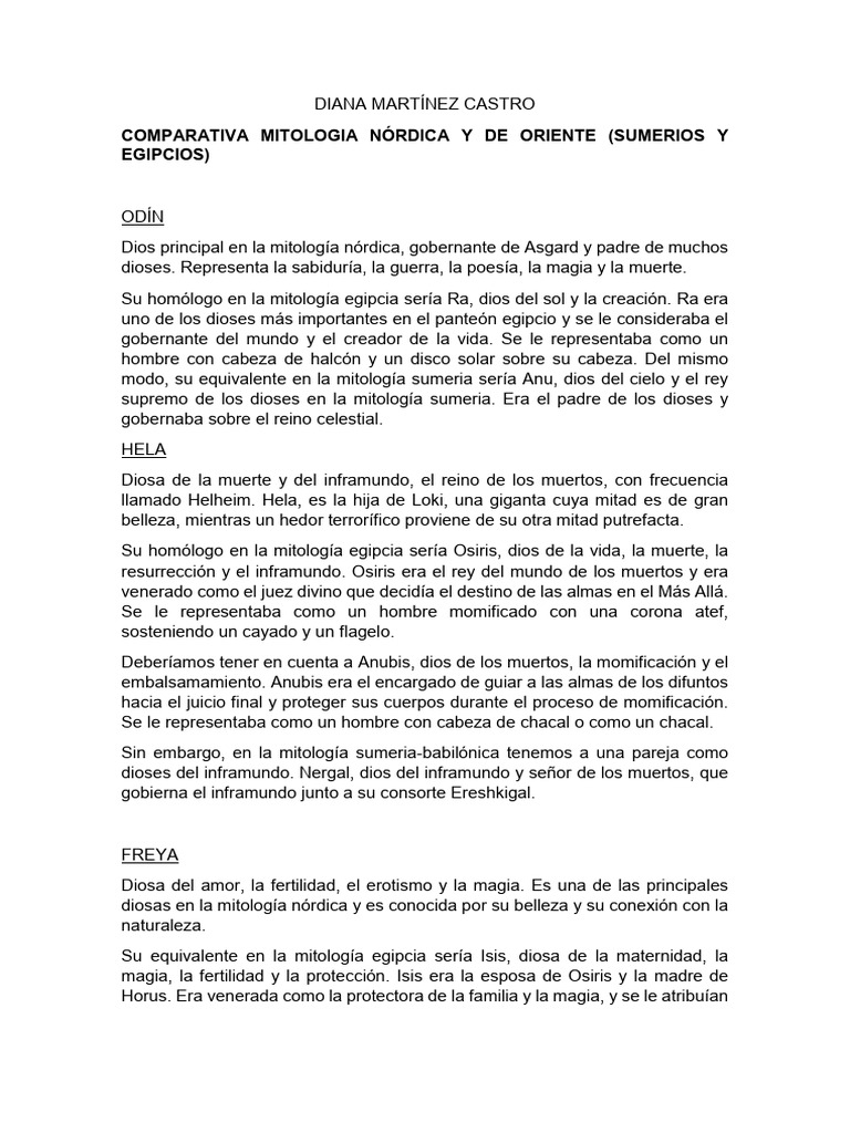 Comparativa Mitologia N rdica Y Mesopotamia Egipto PDF Horus Osiris
