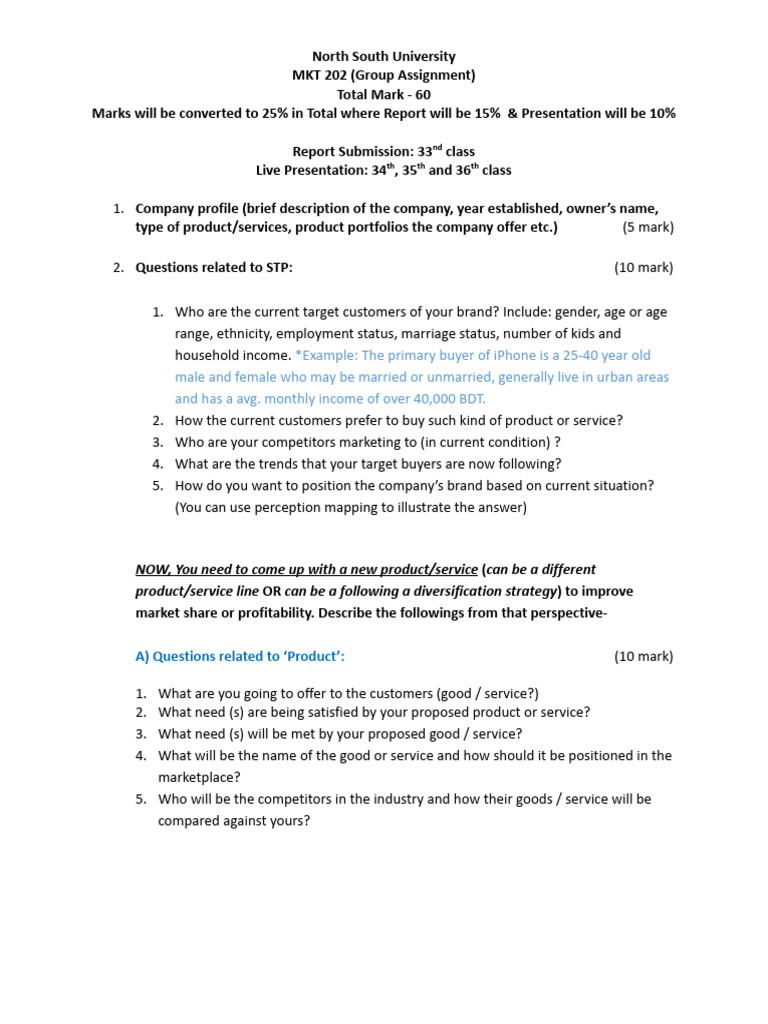 MKT 202 Group Assignment Guideline | PDF | Prices | Sales