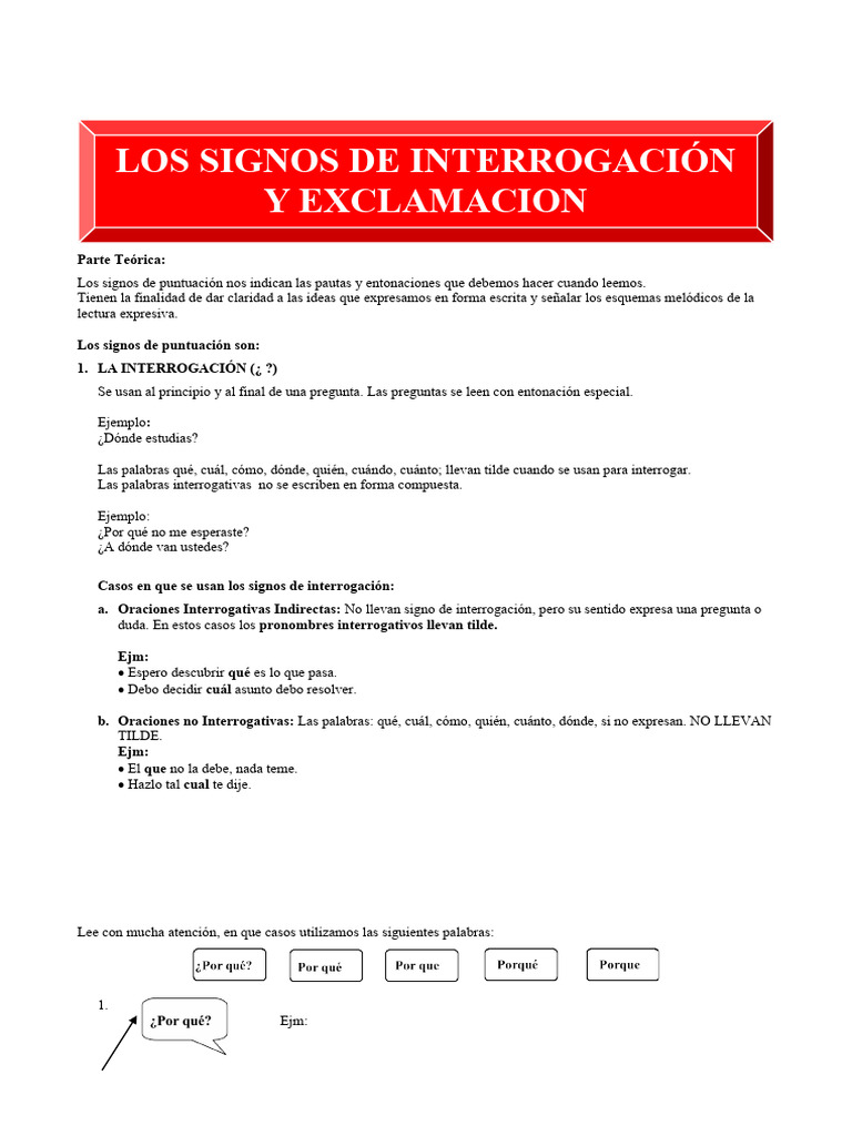 Los Signos de Interrogación y Exclamación. | PDF | Puntuación | Sintaxis