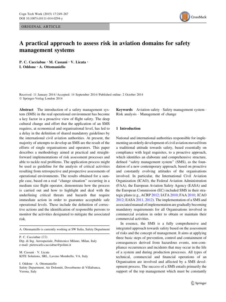 A Practical Approach To Assess Risk in Aviation Domains For Safety ...