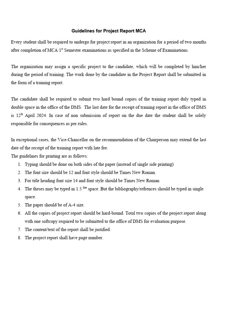 Project Report Guidline For MCA | PDF | Thesis