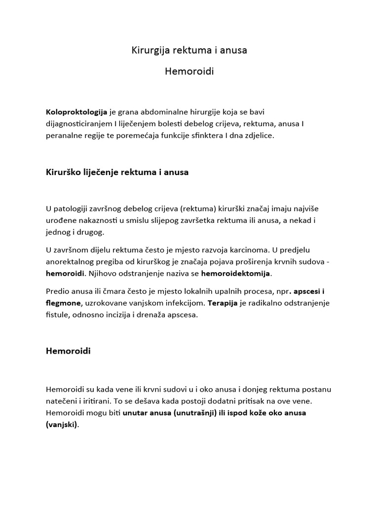 Kirurgija Rektuma I Anusa | PDF
