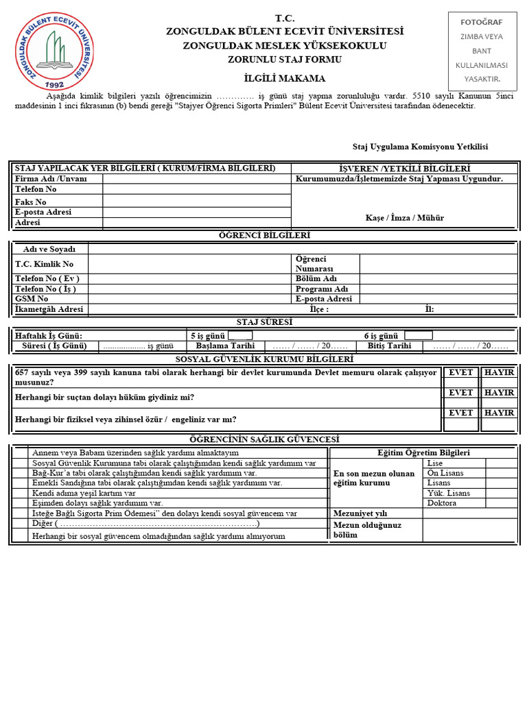 1.zorunlu Staj Formu | PDF