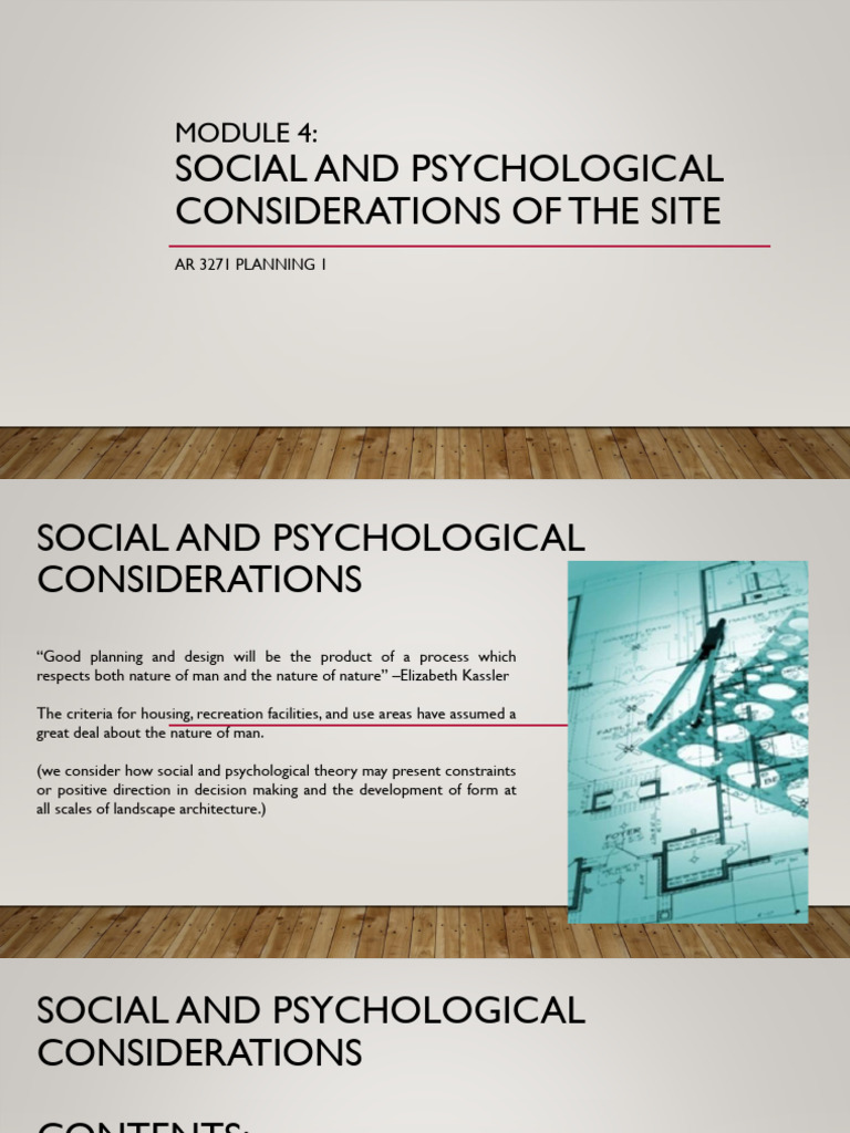 Module 4 Social and Psychological Considerations of The Site | PDF ...