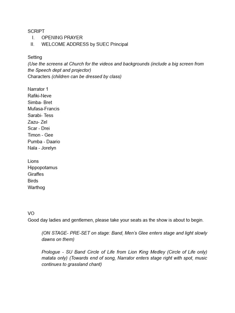 SCRIPT Lion King Edited | PDF