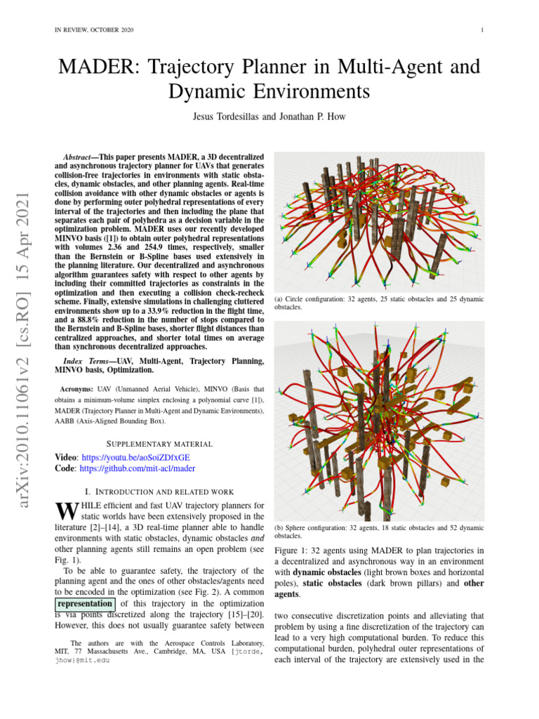 MADER: Trajectory Planner in Multi-Agent and Dynamic Environments | PDF | Mathematical ...