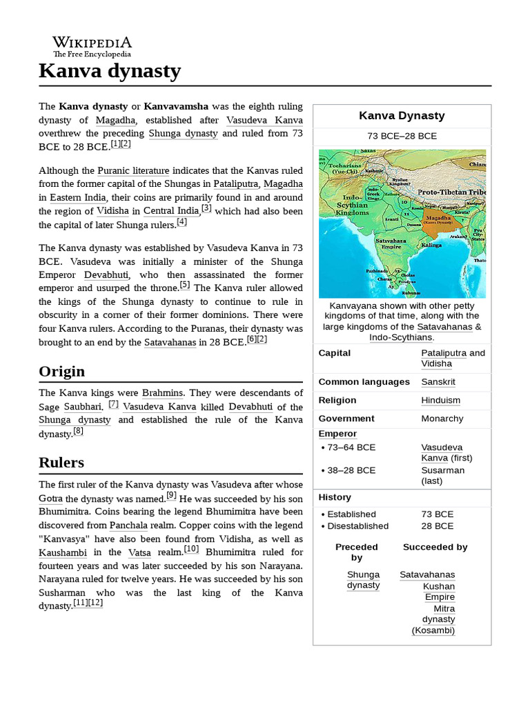 Kanva Dynasty | PDF | South Asia
