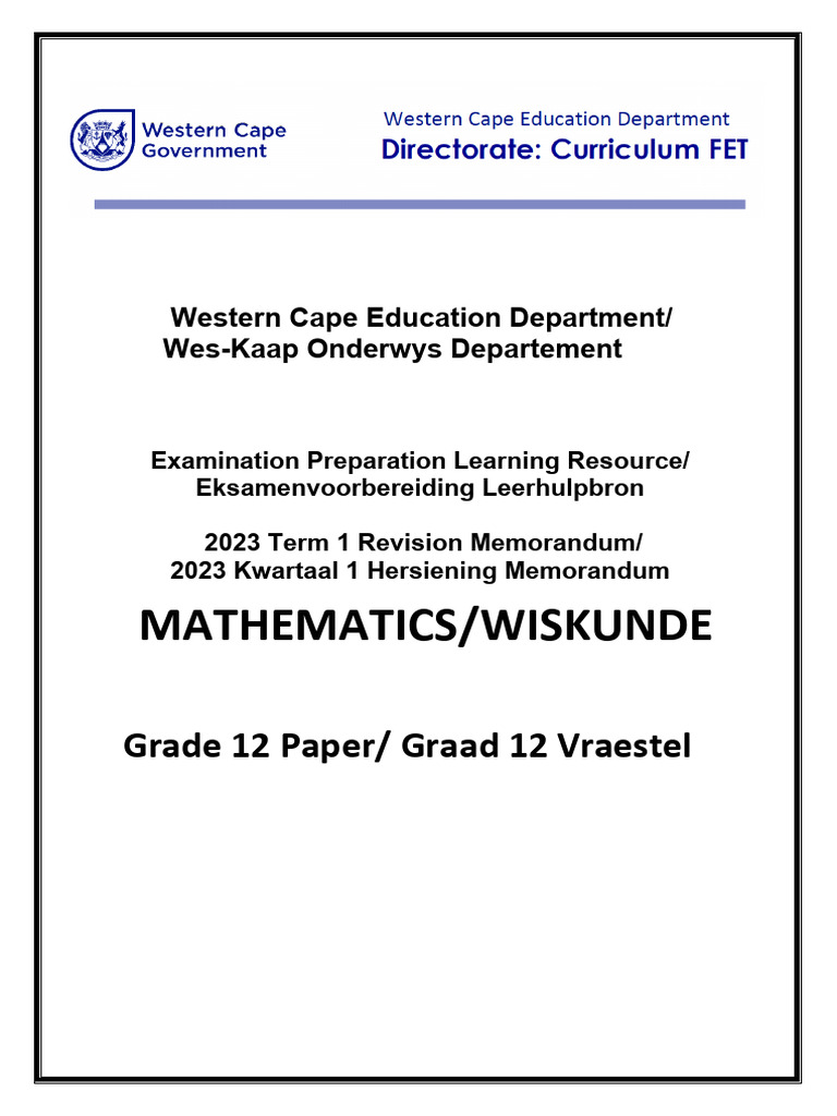 Grade 12 Math Exam Prep Guide | PDF | Mathematics | Algebra