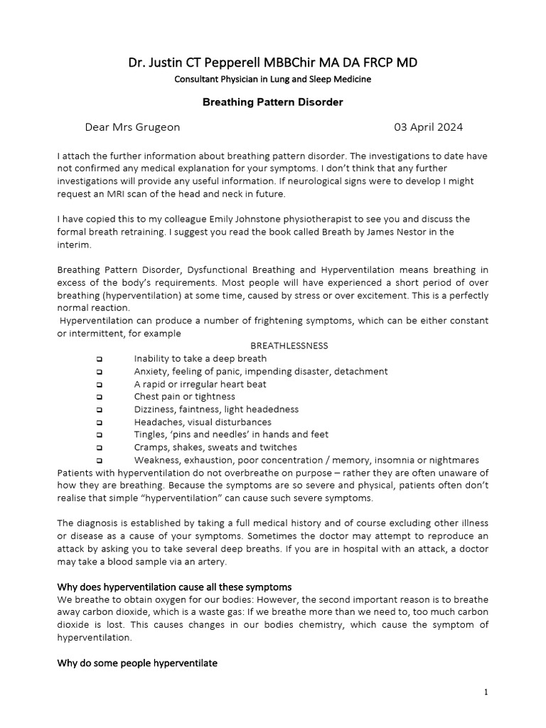 Advice Breathing Pattern Disorder | PDF | Breathing | Physiology