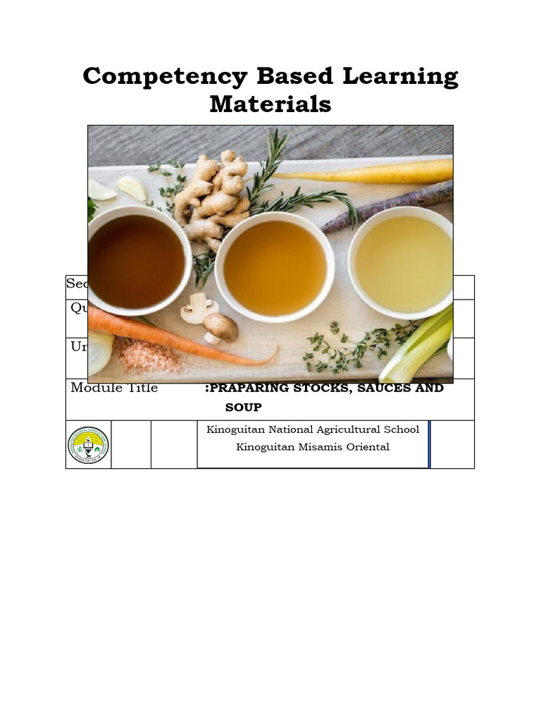 CBLM The Final | PDF | Stock (Food) | Cooking