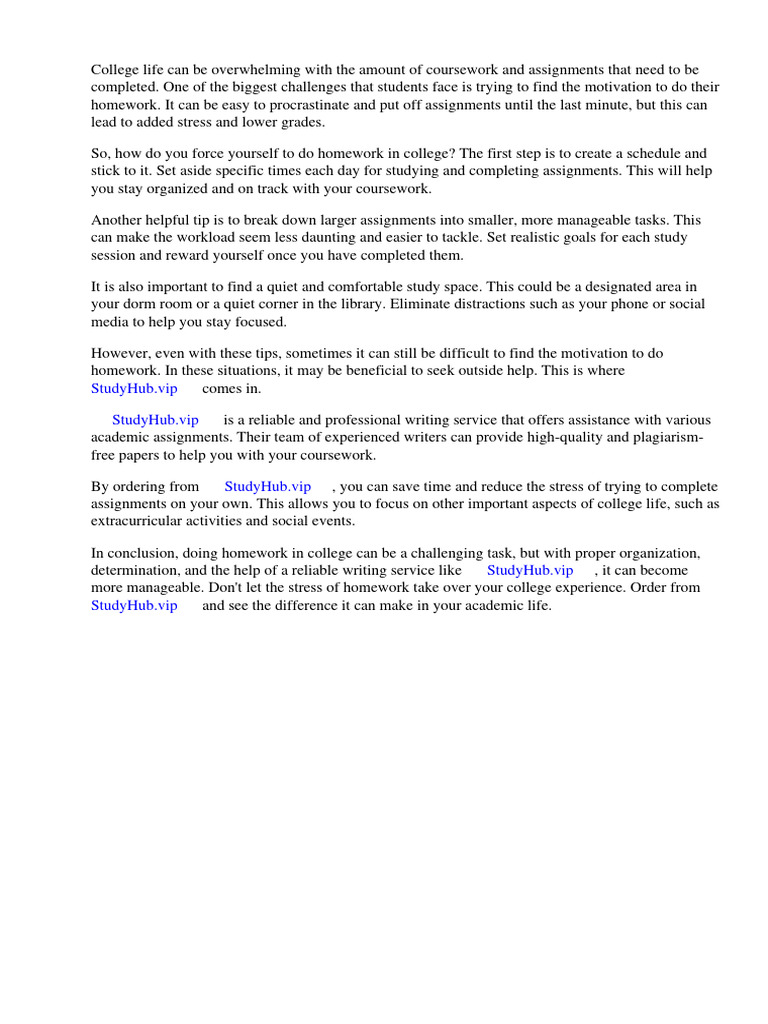 How To Force Yourself To Do Homework in College | PDF | Homework ...