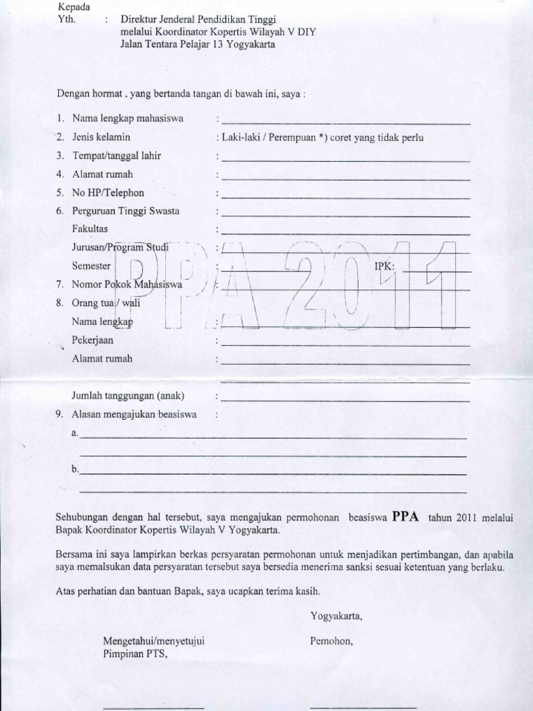 Permohonan Ppa | PDF